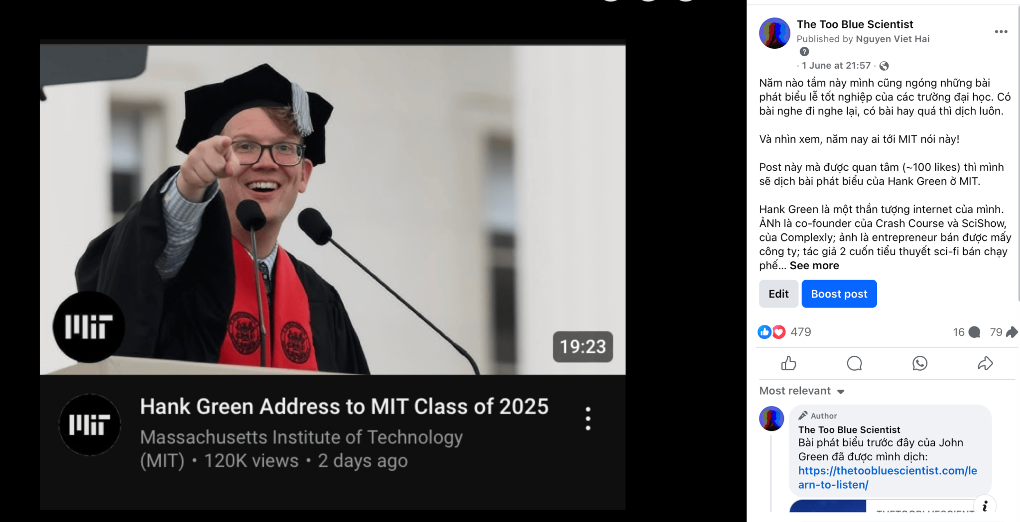 Một điều rất kỳ lạ đang xảy ra trên hành tinh này – Diễn văn của Hank ...